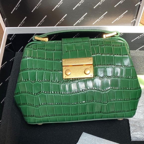 Bags | Green Crocodileembossed Womens Bag | Poshmark